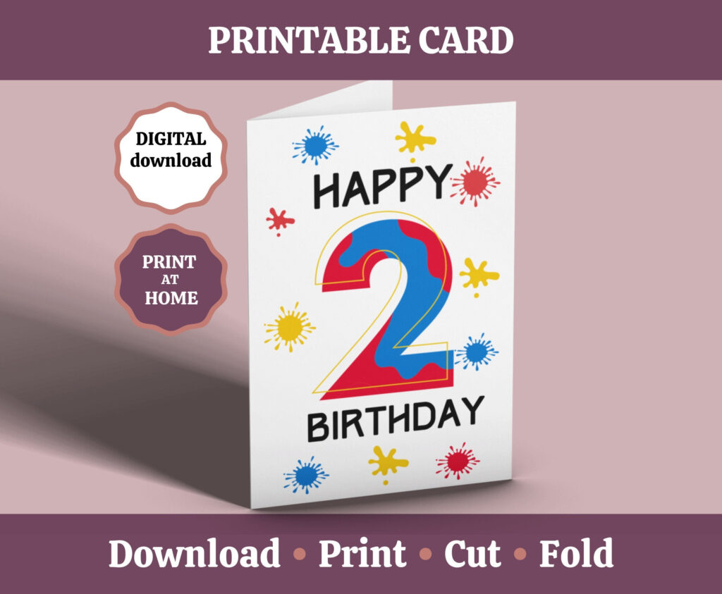 Happy 2nd Birthday Card Printable – FREE Printable Birthday Cards