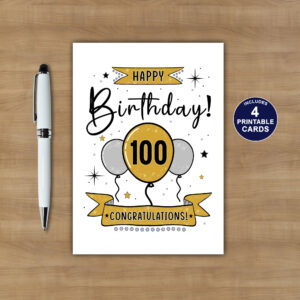 Happy 100th Birthday Cards Printable – FREE Printable Birthday Cards